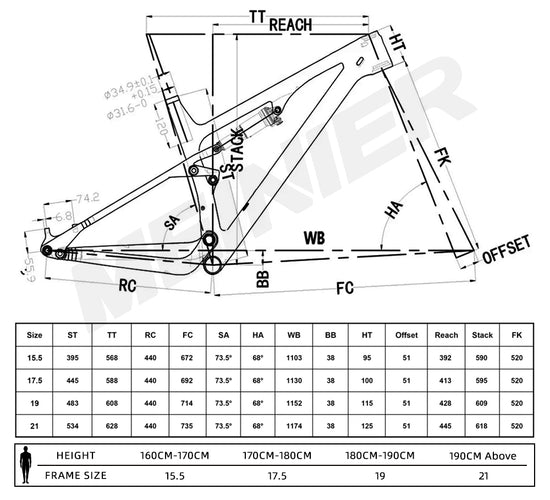 Carbon MTB Frame 29 Full Suspension Mtb Frame 110mm Frame – Meinierbikes
